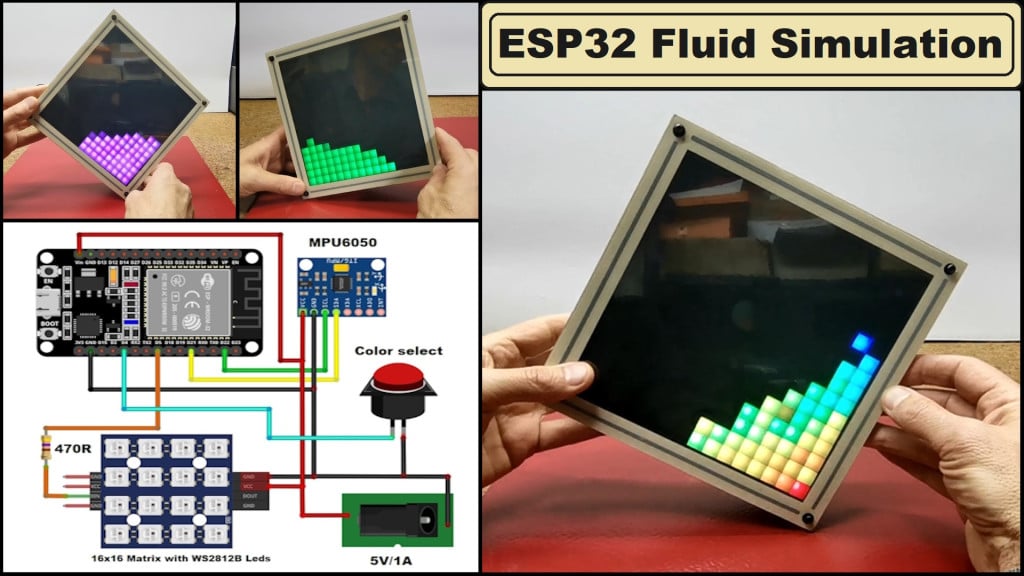 ESP32 Fluid simulation on 16x16 Led Matrix | Arduino | Maker Pro