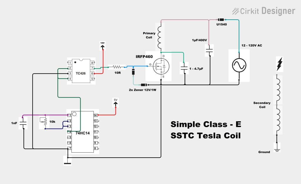 Single MOSFET - Class E - Solid State Tesla Coil | Arduino | Maker Pro