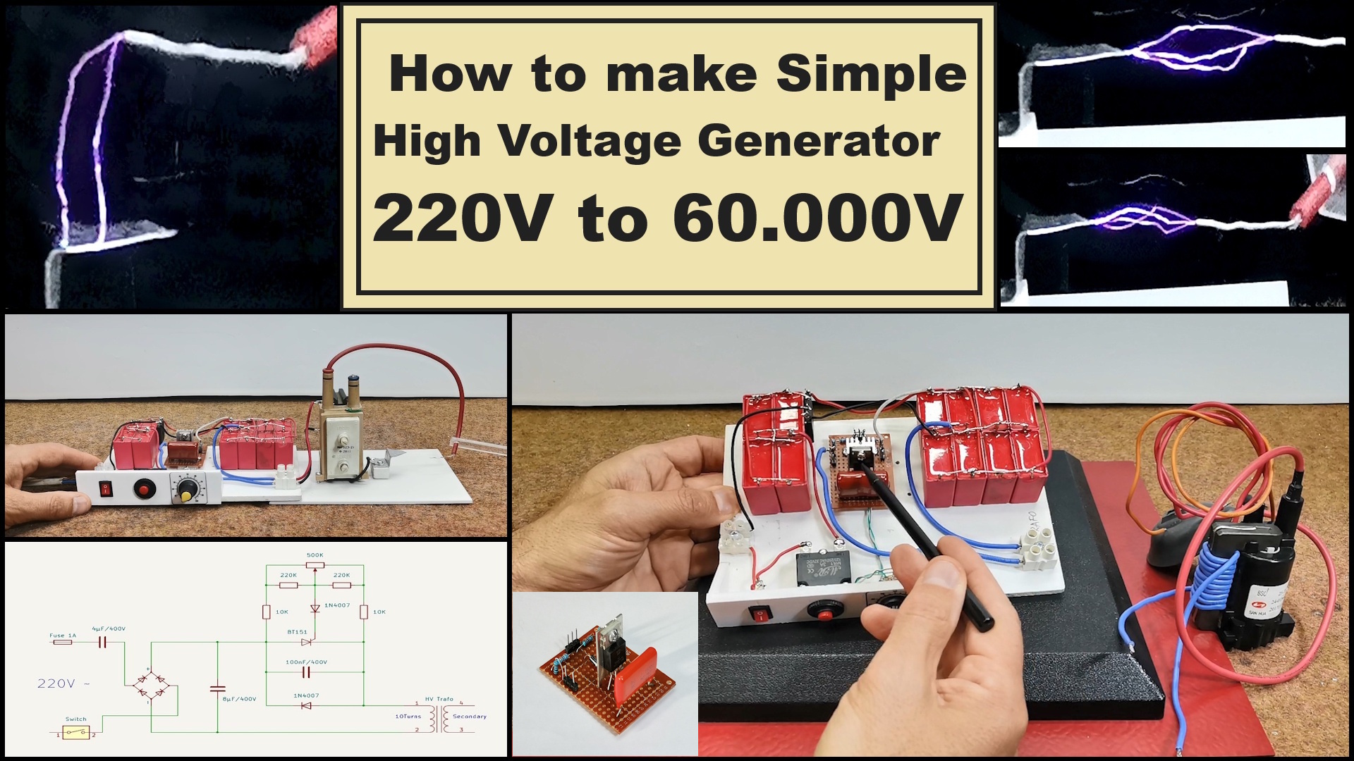 How to make Simple Offline High Voltage Generator 220V to 60000V ...