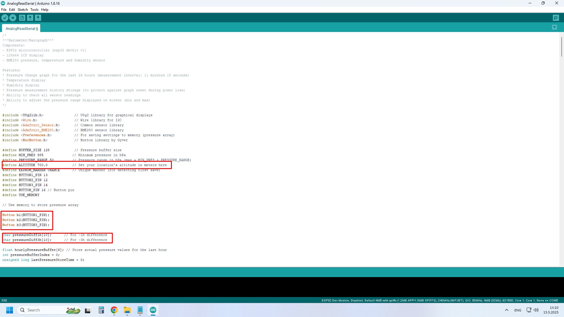 DIY Digital Barograph with BME280 and ESP32 - 24 Hour Pressure Trends ...