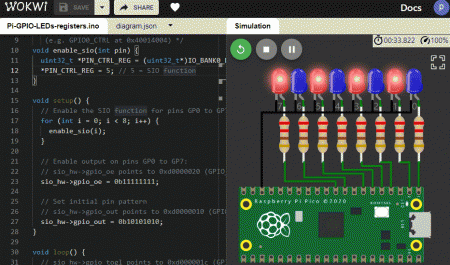 Learn to Drive 8 LEDs on Raspberry Pi Pico Simulator | Raspberry Pi ...