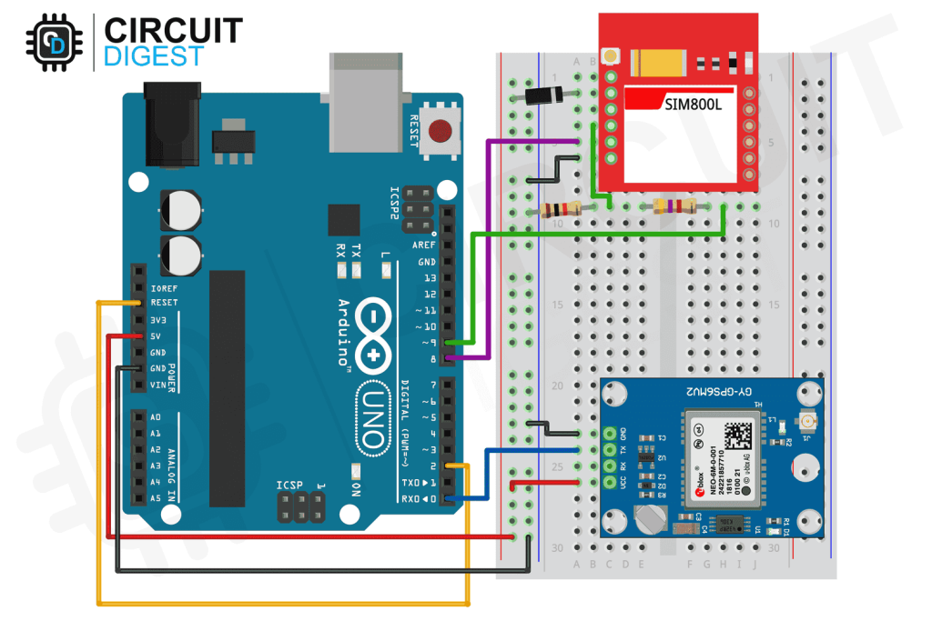Arduino Location Tracker using SIM800L GSM Module and NEO-6M GPS Module ...