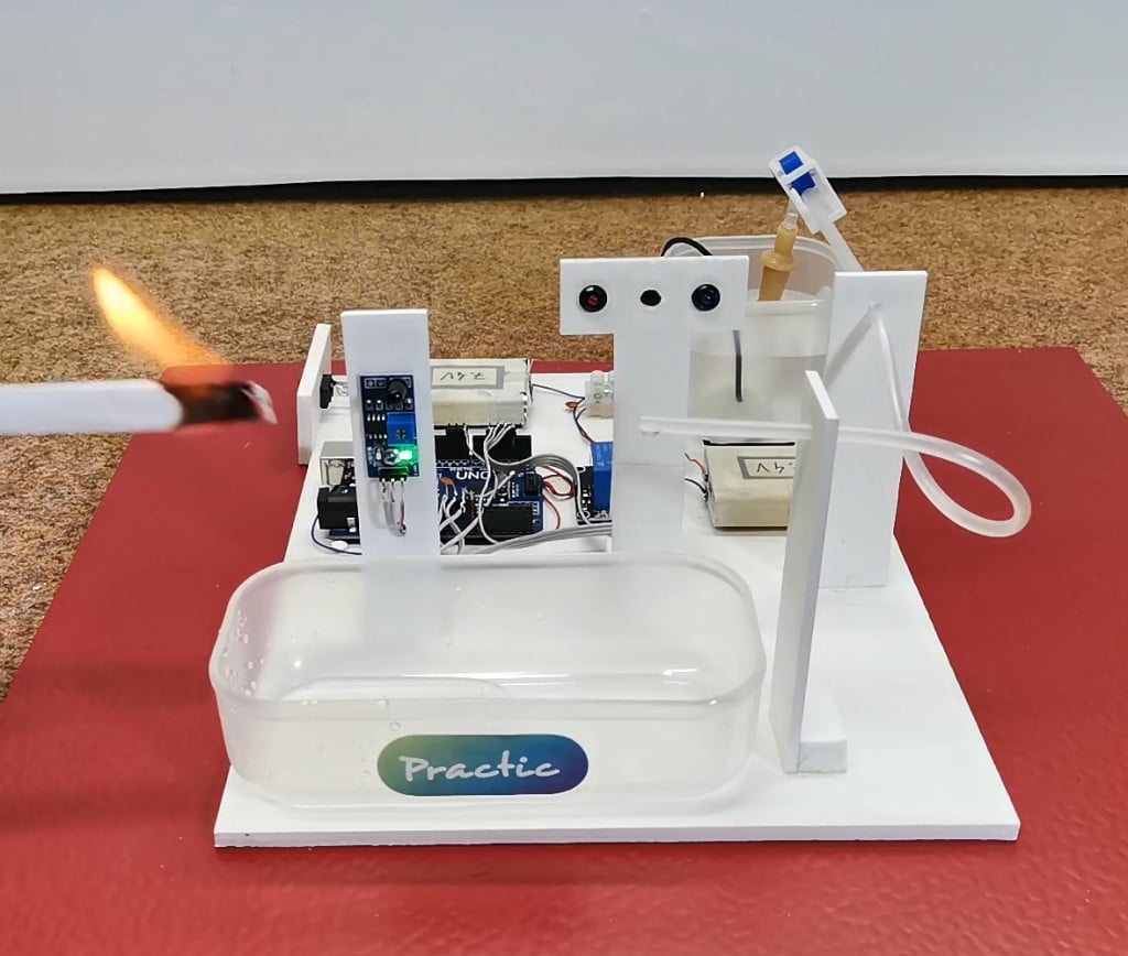 Arduino flame detector with alarms and automatic fire extinguishing ...