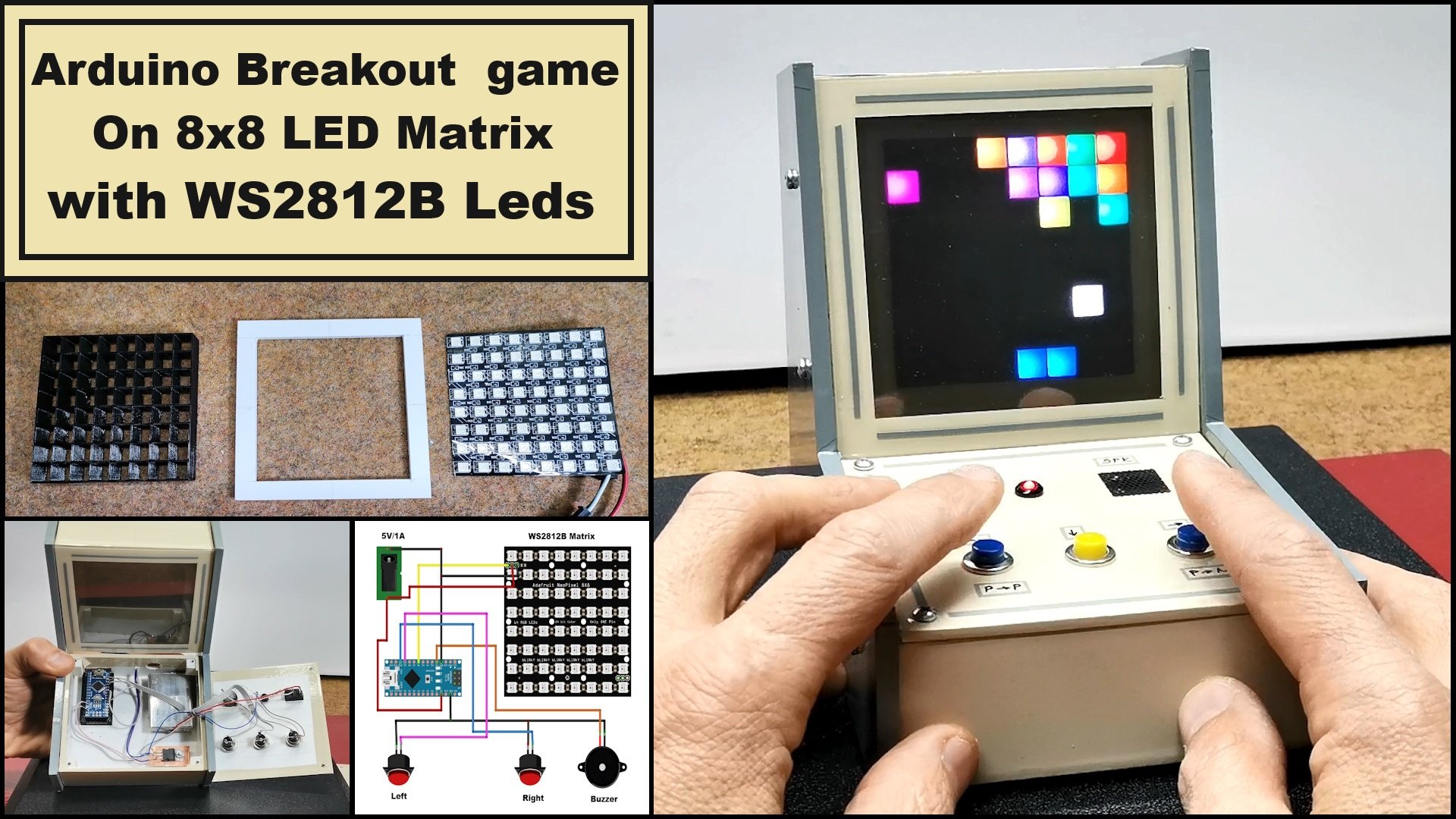 Arduino Breakout game on 8X8 Led Matrix with WS2812B Leds | Arduino ...