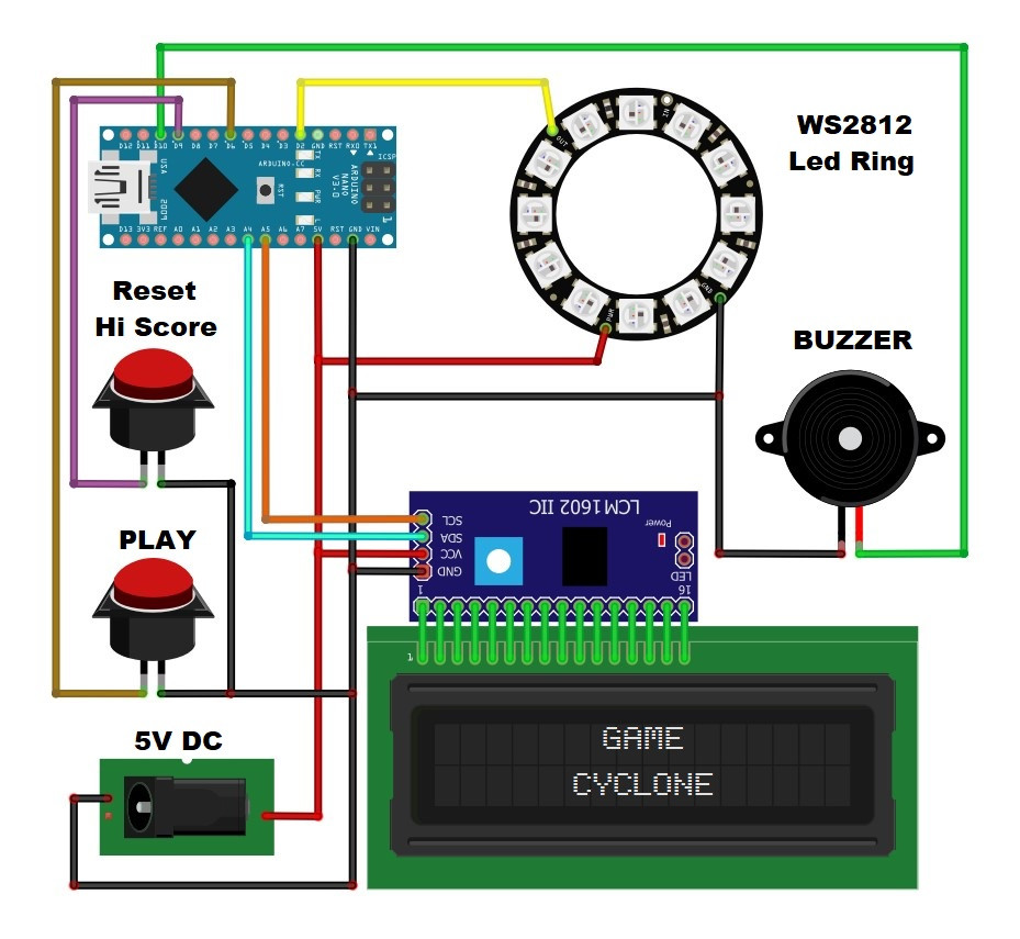 Mini Cyclone Game on WS2812 LED Ring and Arduino Nano | Anduino | Maker Pro