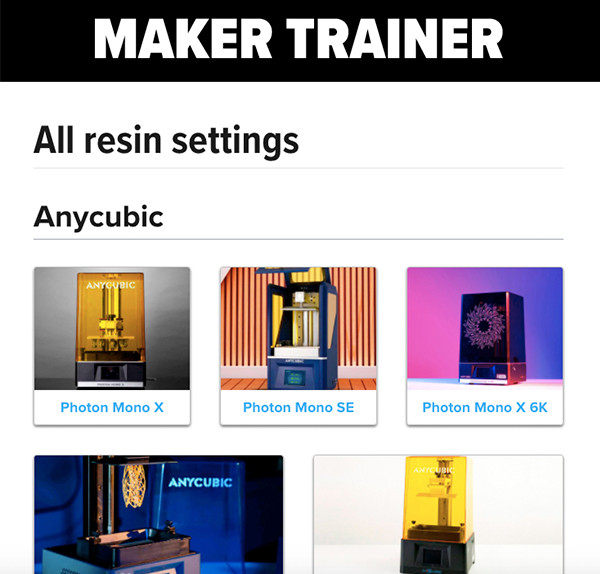 Maker Trainer: A Crowdsourced Resin Setting Database | Custom | Maker Pro