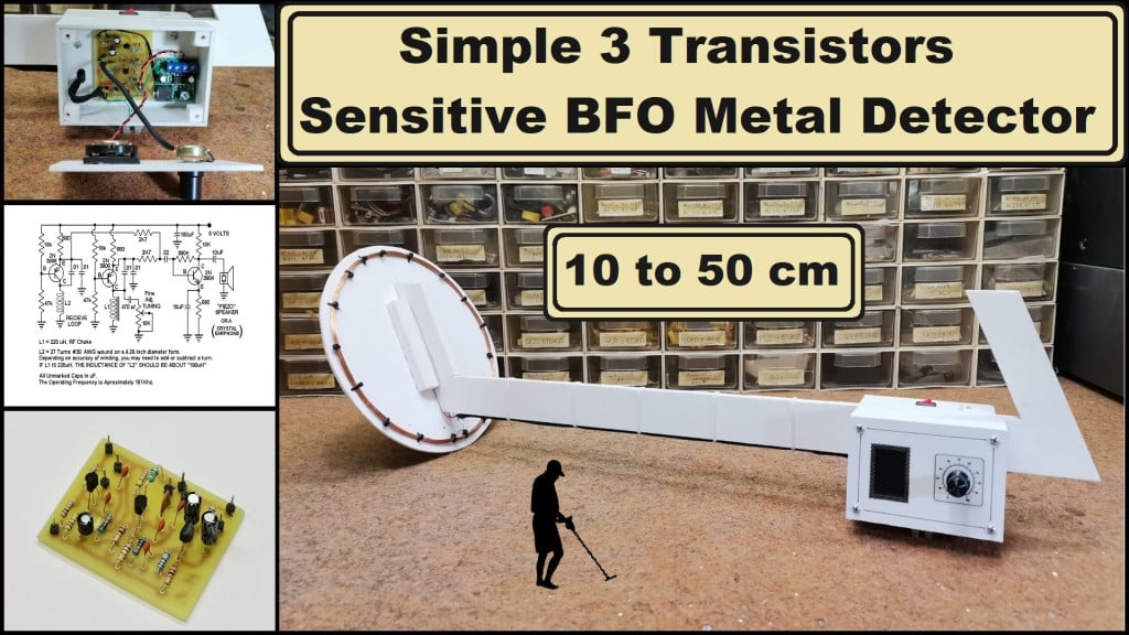 Simple Sensitive 3 Transistors BFO Metal Detector | Analog | Maker Pro